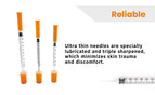 BH Supplies Insulin Syringes U-100 31G 1ml/cc 5/16" (8mm) Pack of 100 ...