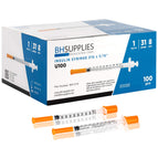 BH Supplies Insulin Syringes U-100 31G 1ml/cc 5/16" (8mm) Pack of 100 ...